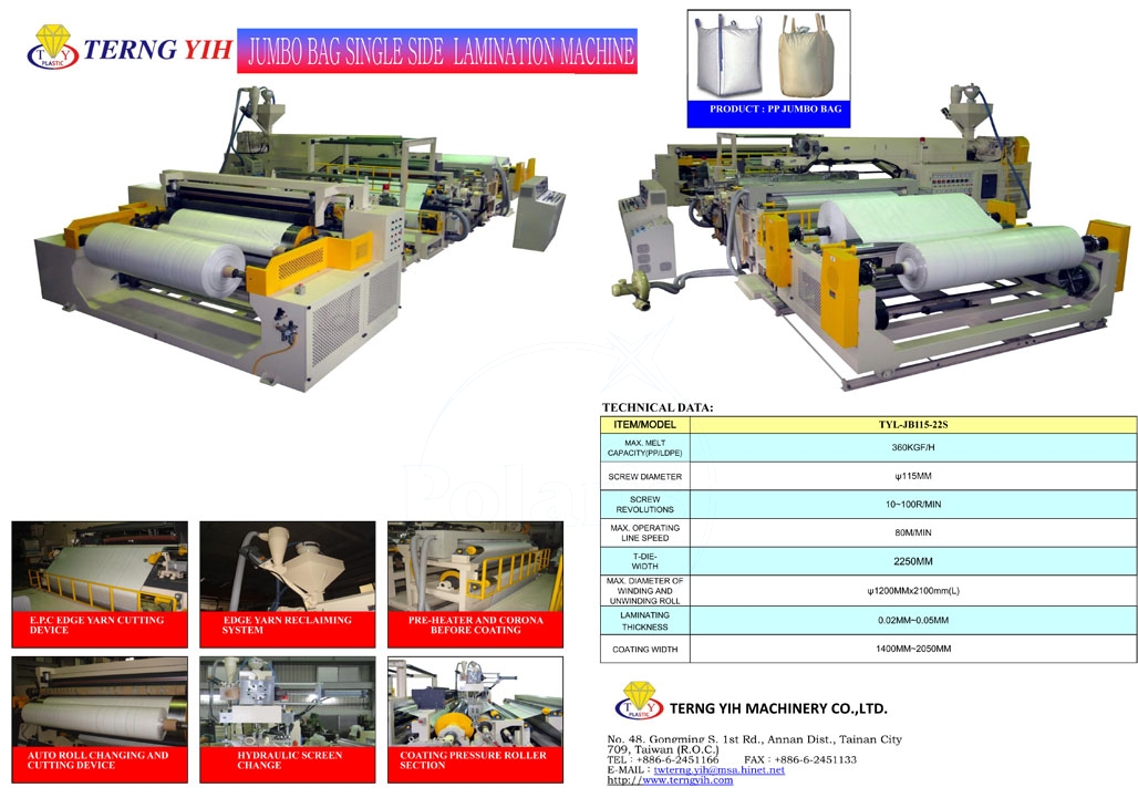 PE Tarpaulin Single side Lamination Machine- TYL-TP160-54S - PRM-TAIWAN ...